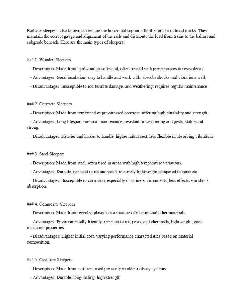 Types of Sleepers | Download Free PDF | Materials | Civil Engineering