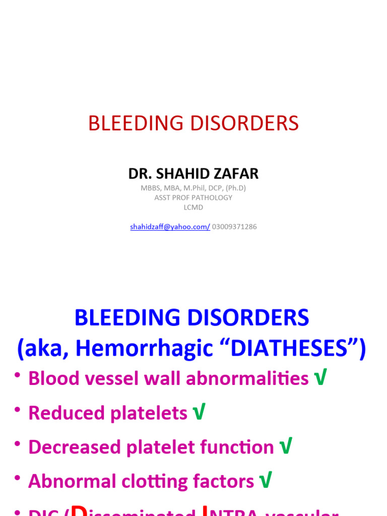 Bleeding Disorders Final | PDF | Tissue (Biology) | Vertebrates