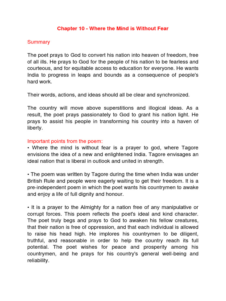 10 - Where the Mind is Without Fear | PDF