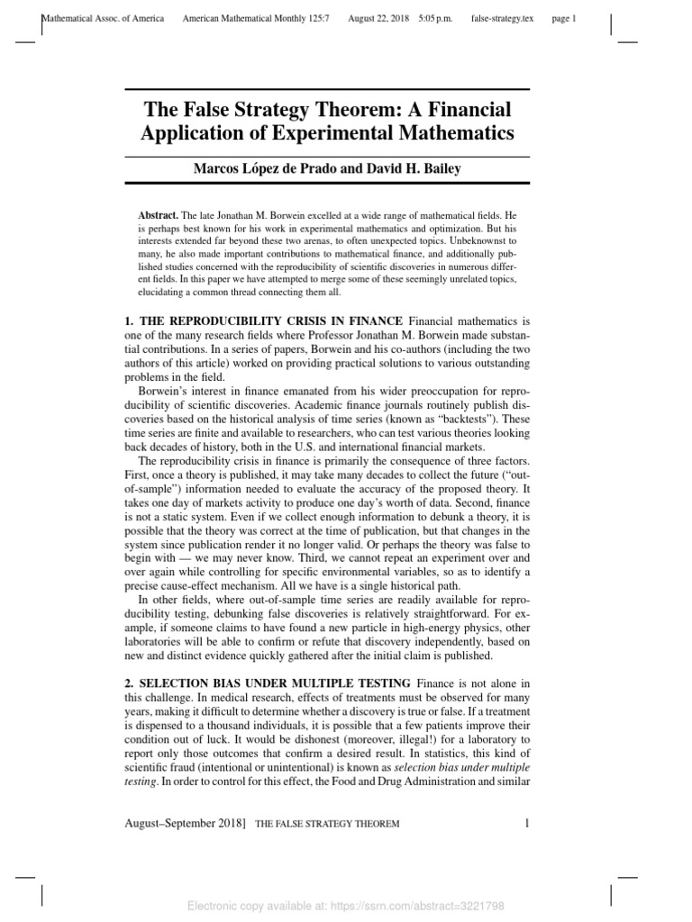 The False Strategy Theorem - A Financial Application of Experimental ...