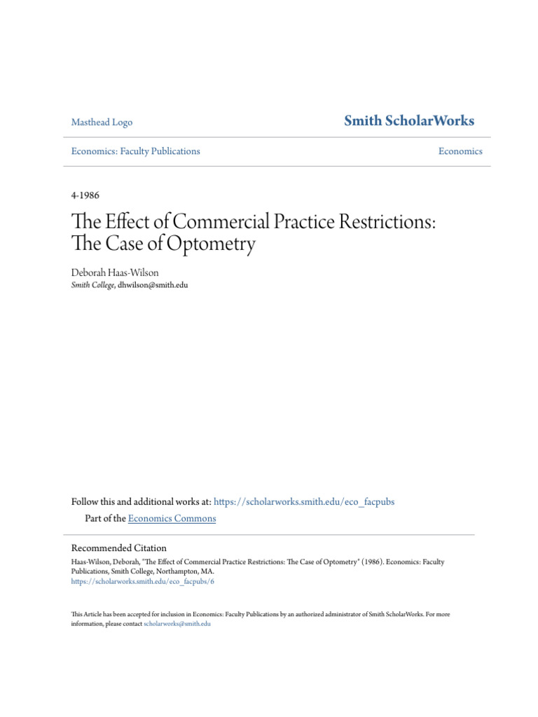 The Effect of Commercial Practice Restrictions - The Case of Optom ...