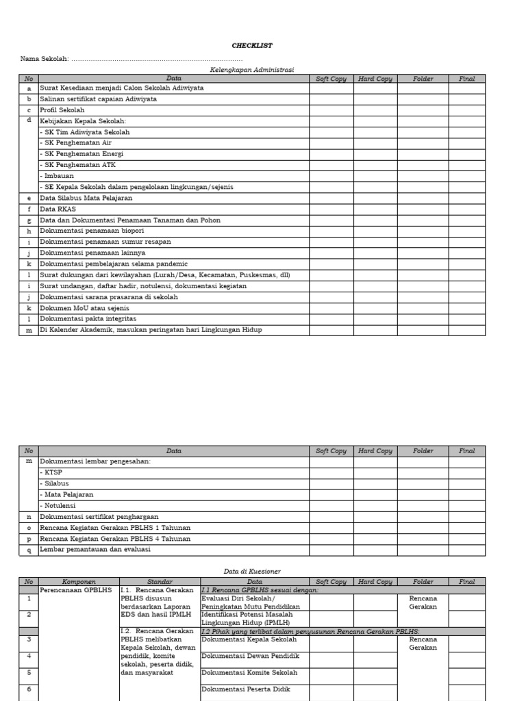 Dicky - MonEv - Checklist Kuesioner - Printout | PDF