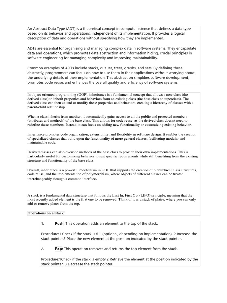 An Abstract Data Type Pdf Inheritance Object Oriented Programming Class Computer