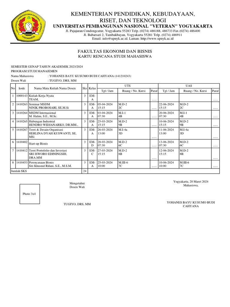 KRP Semester Genap 2023 2024 1710912904847 | PDF