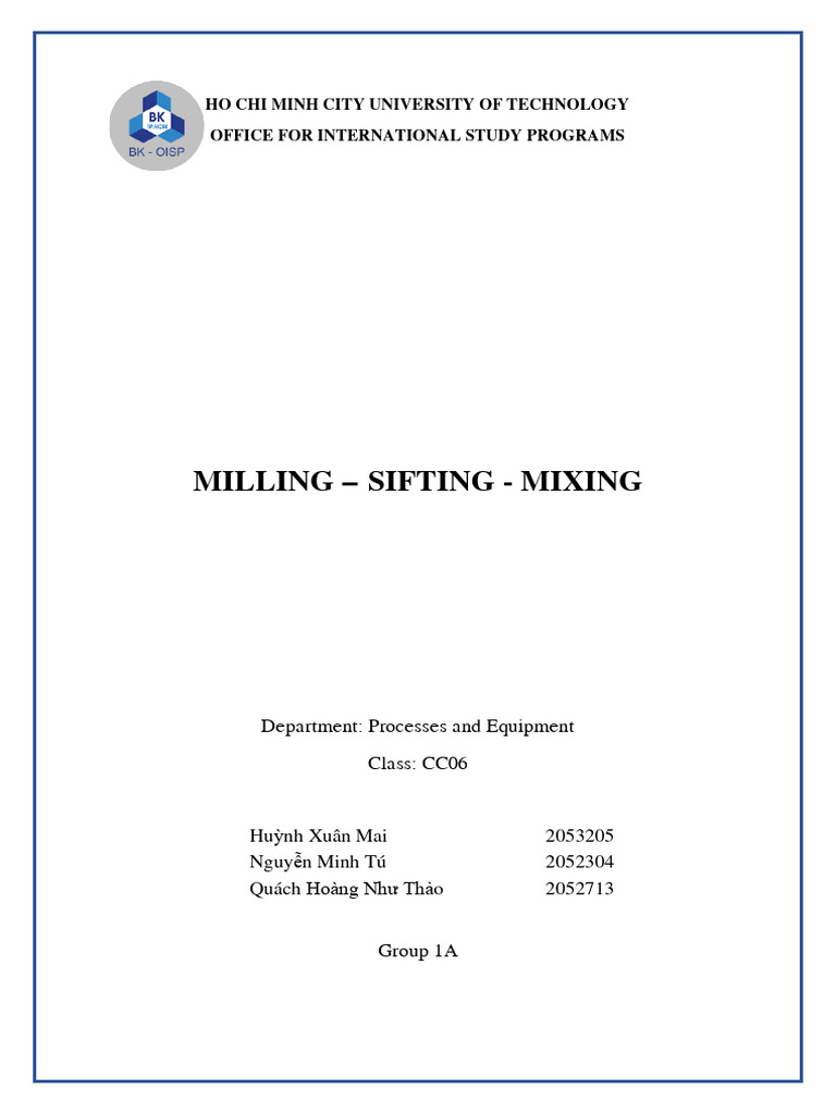 Milling Sifting Mixing | PDF | Mill (Grinding) | Mixture