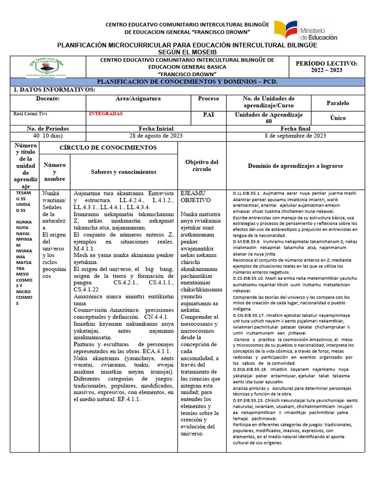 Plani Integrado de Unidad 55 | PDF | Sistema de coordenadas Cartesianas ...