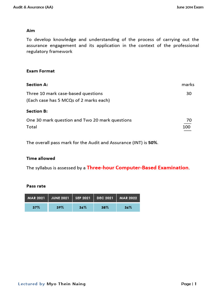 Aa Note s23 To j24 Exam | PDF | Audit | Financial Audit