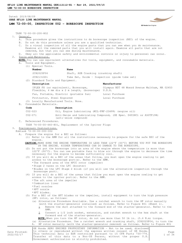 TASK 72-00-00-200-802, Borescope Inspection | PDF | Mechanical Engineering