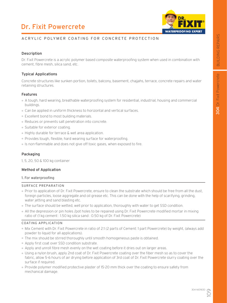 Pidilite Powercrete | PDF | Concrete | Mortar (Masonry)