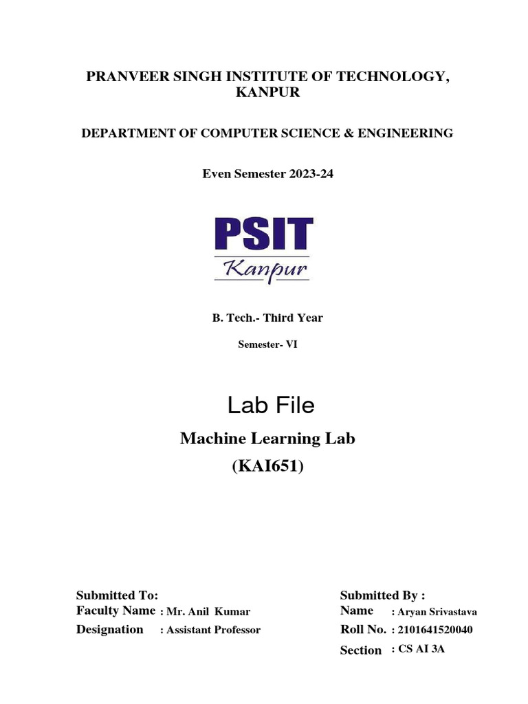Ayush Machine Learning Lab | Download Free PDF | Engineering | Science