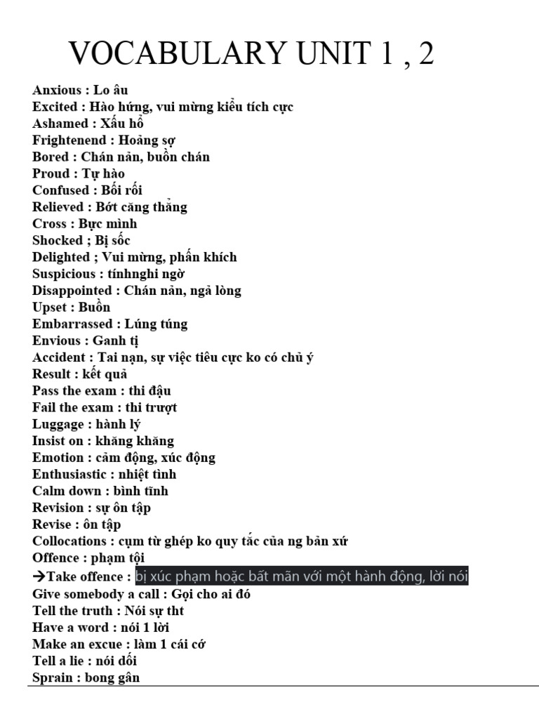 Word Unit 1,2 | PDF