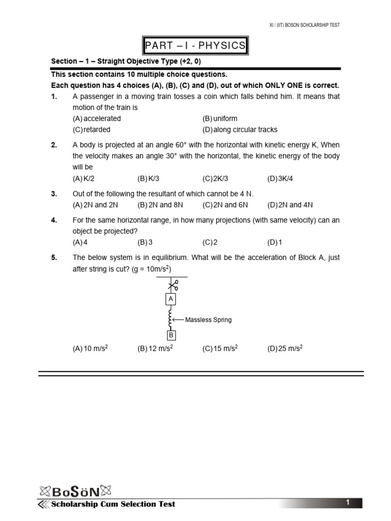 BoSoN-Sample-Paper-Class-XI | Download Free PDF | Angular Momentum ...
