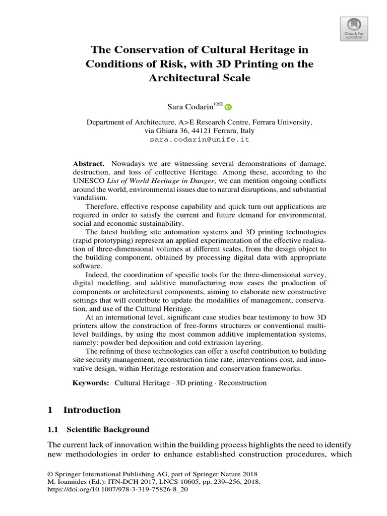 Codarin 2018 | PDF | 3 D Printing | Cultural Heritage