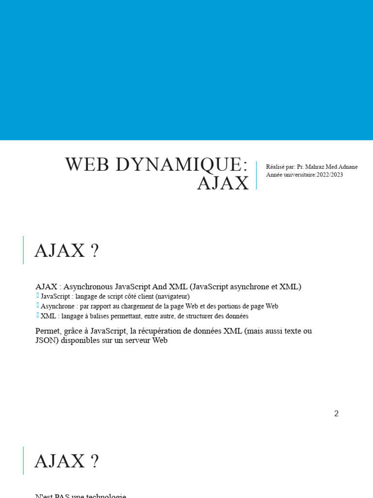 Introduction à AJAX et XMLHTTPRequest | PDF | Ajax (Programmation) | JavaScript