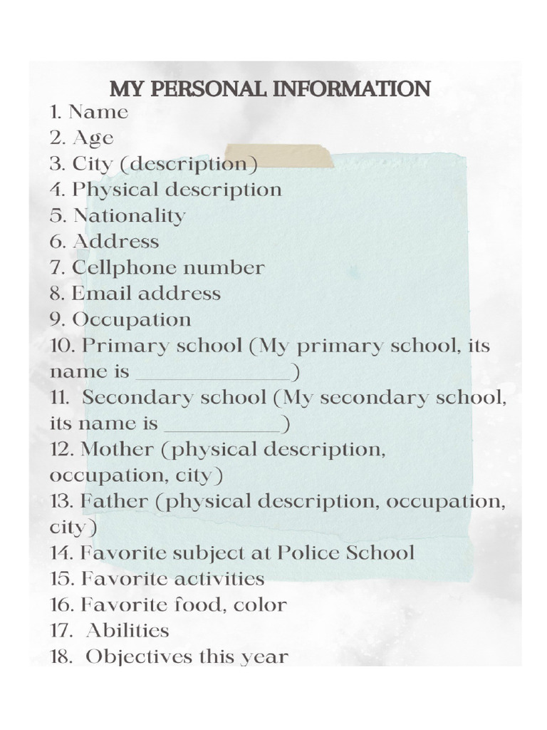 Personal Information | PDF
