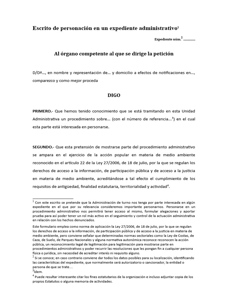 03 Escrito Personacion Expediente Administrativo | Descargar gratis PDF ...