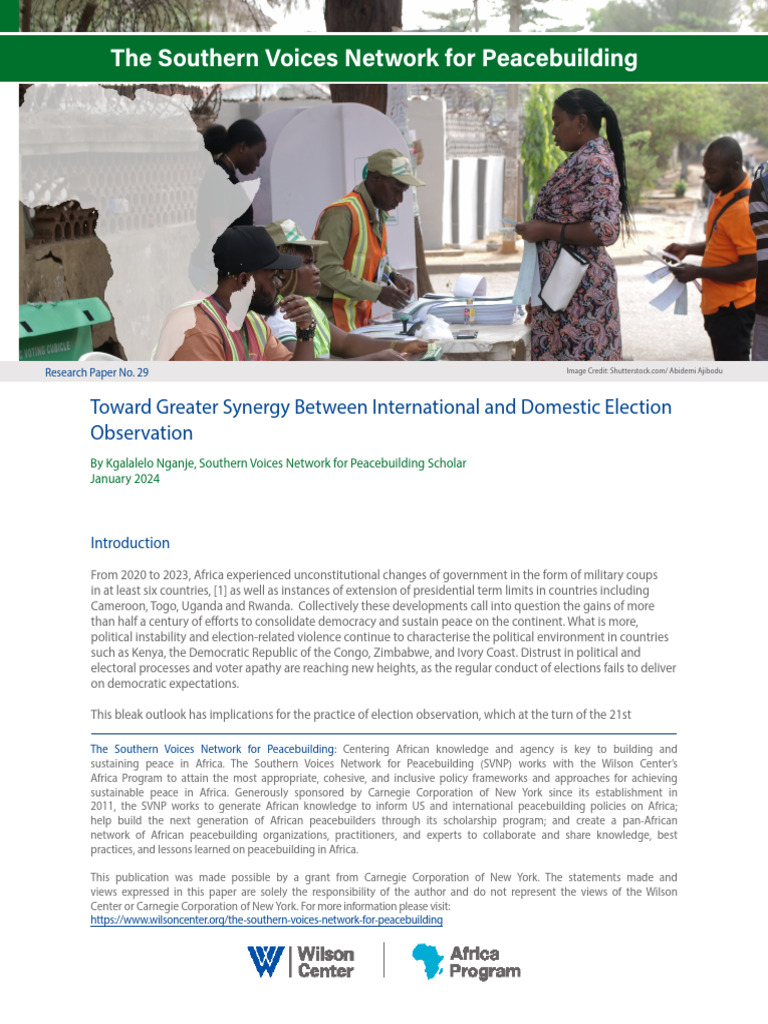 Toward Greater Synergy Between International and Domestic Election ...