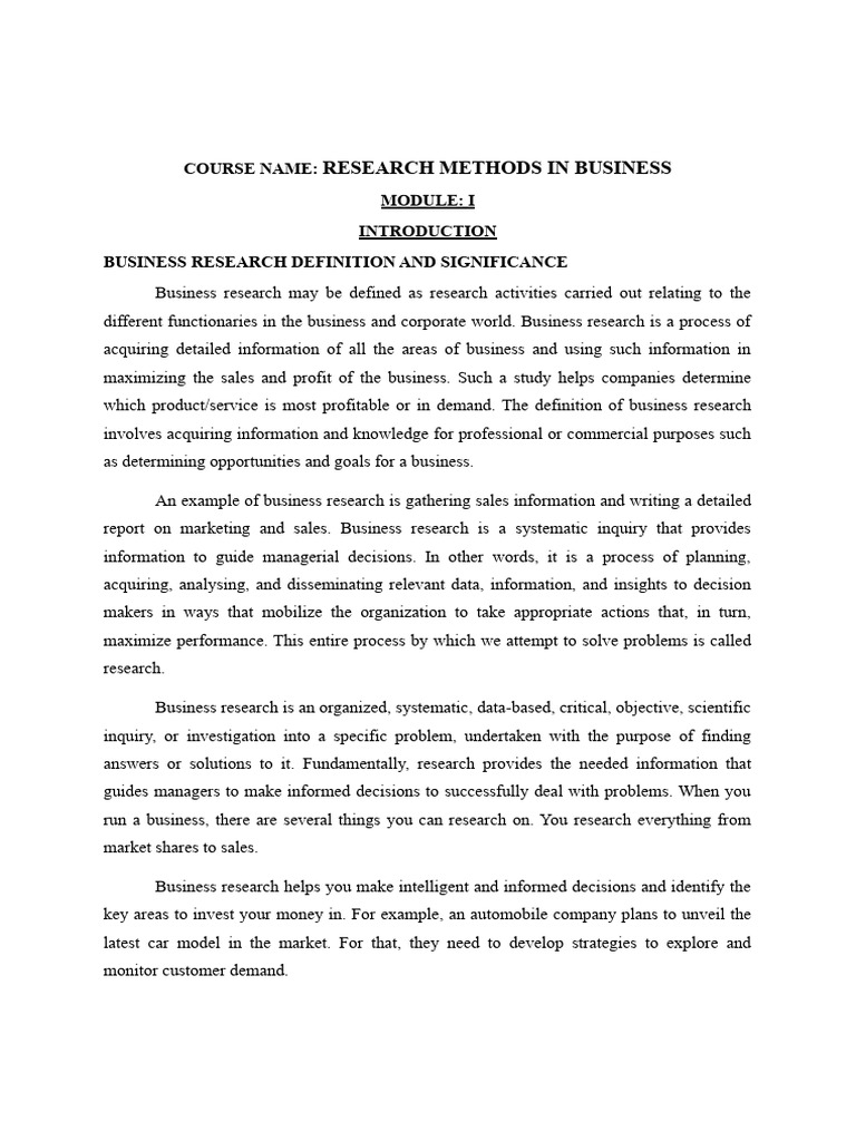 Research Methods in Business - Study Materials | PDF | Hypothesis ...