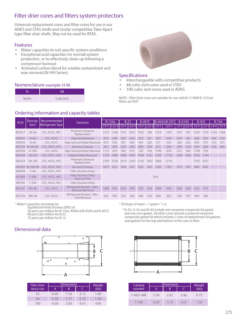 Filter Drier Cores | PDF | Chlorofluorocarbon | Engineering Thermodynamics