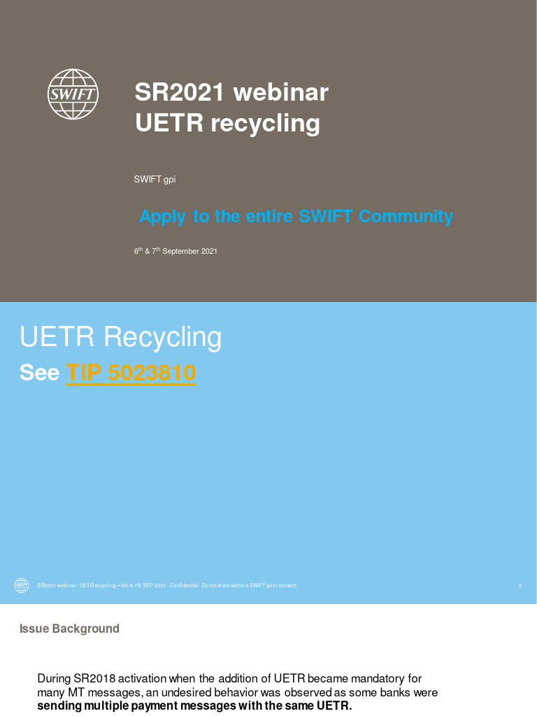 Swift Uetr Recycling Prevention Sept 2021 | PDF | Computer Science ...