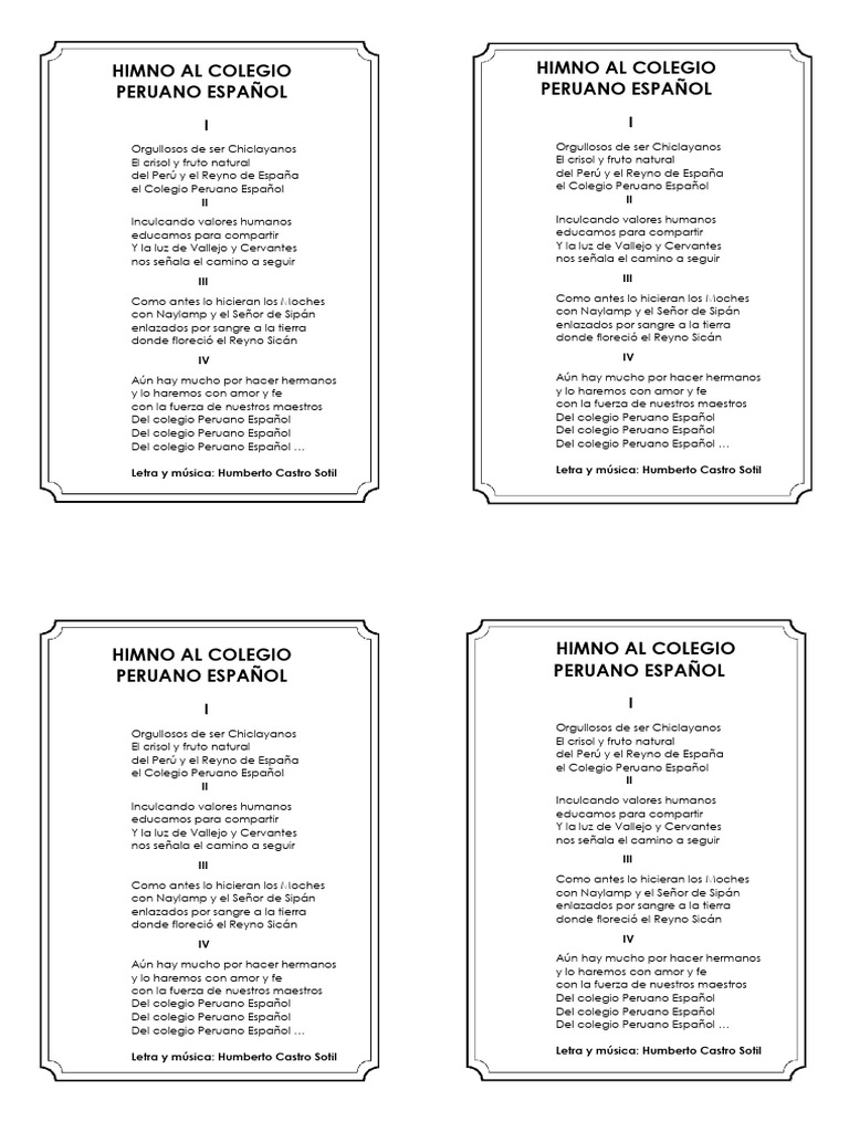 Himno Al Peruano Español | Descargar gratis PDF | Perú