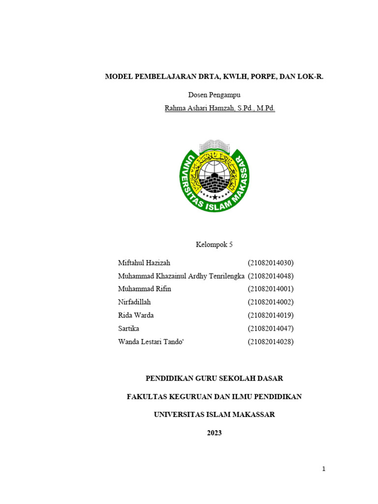 Model Pembelajaran DRTA dan KWLH | PDF