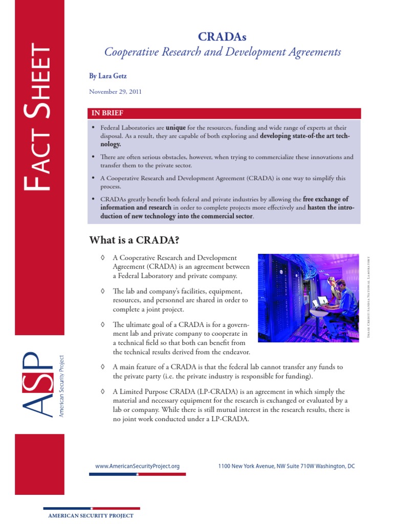 CRADAs - Cooperative Research and Development Agreements | PDF | United ...