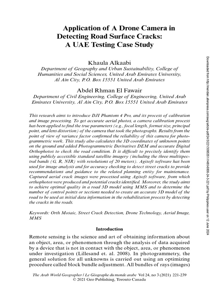 Application of A Drone Camera in Detecting Road Surface Cracks: A UAE ...