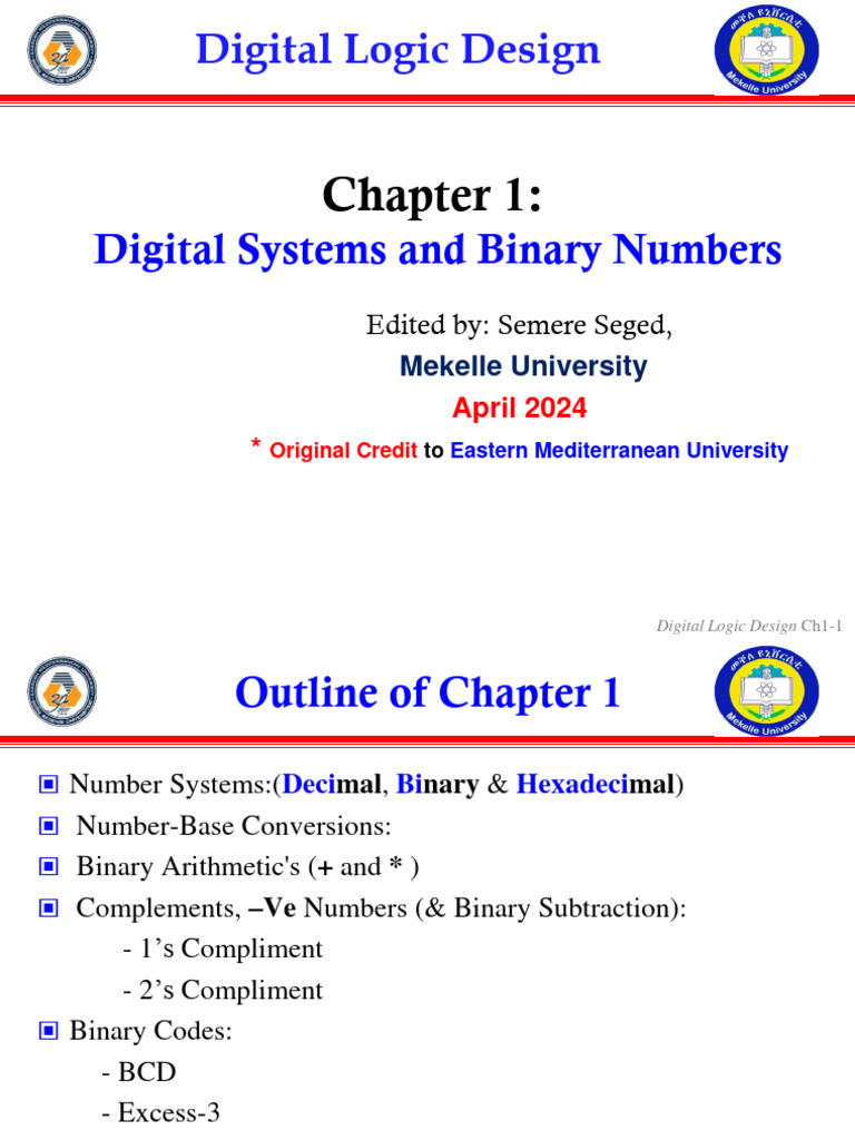 Chapter-1 Digital Systems and Binary Numbers | PDF | Binary Coded ...
