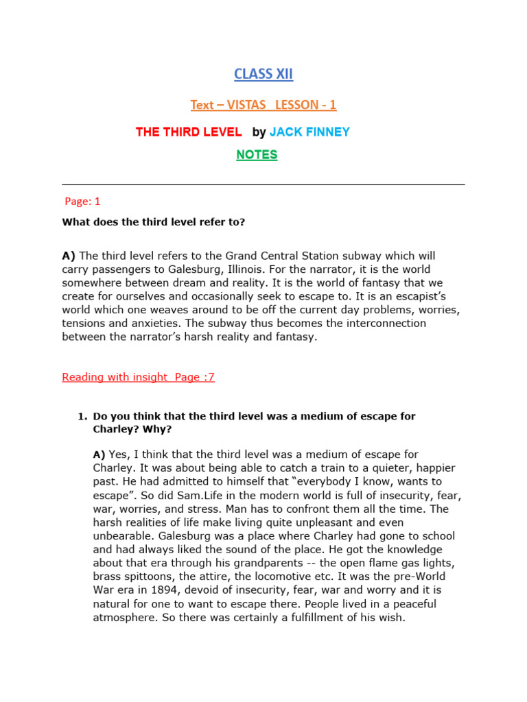 Class Xii The Third Level Notes | PDF | Emotions | Behavioural Sciences