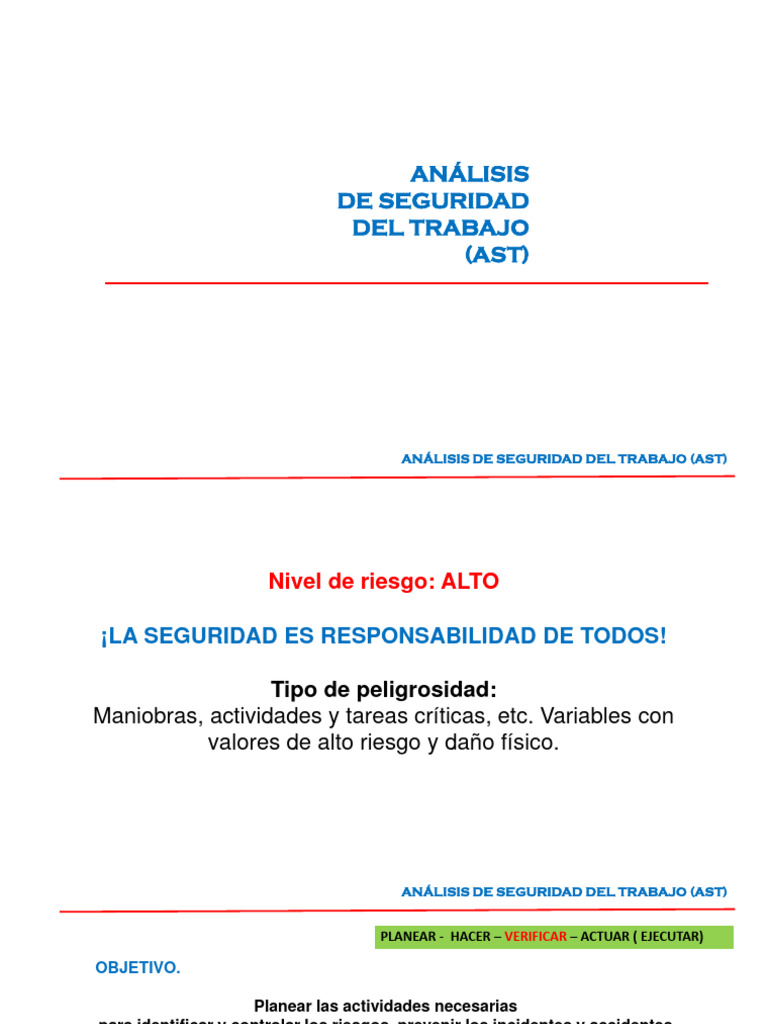 Análisis de Seguridad Del Trabajo (AST) | Descargar gratis PDF | Planificación | Valores