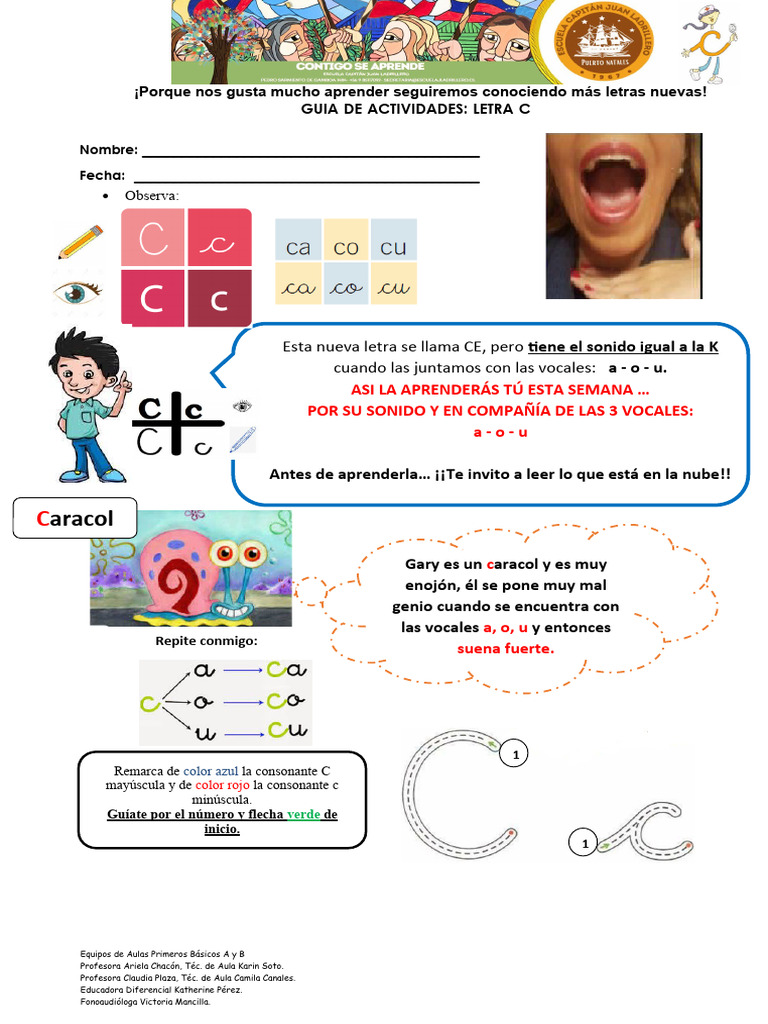 Lenguaje Consonante C CA Co Cu | PDF | Comunicación escrita | Voz humana
