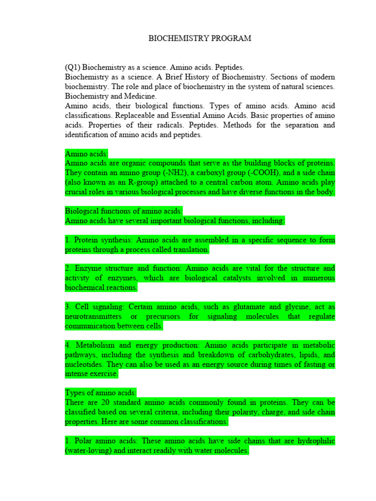 Biochemistry Exam Answer | PDF | Enzyme | Glycolysis