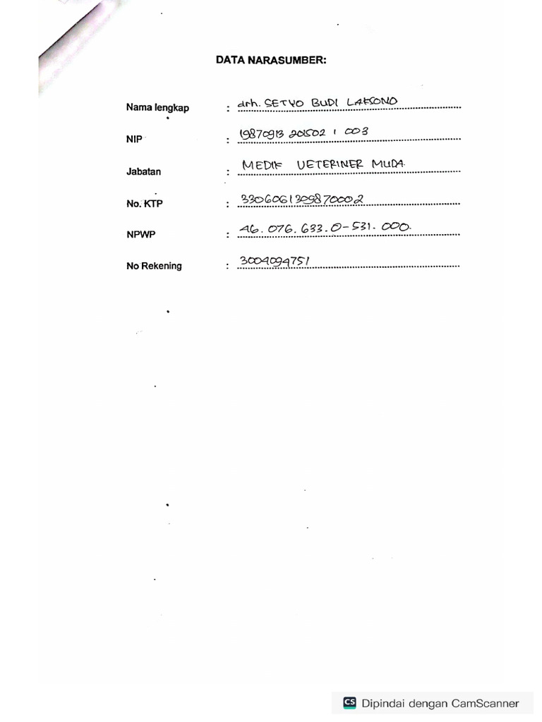 Data Narasumber Pelaku Usaha Pemotongan Hewan | PDF