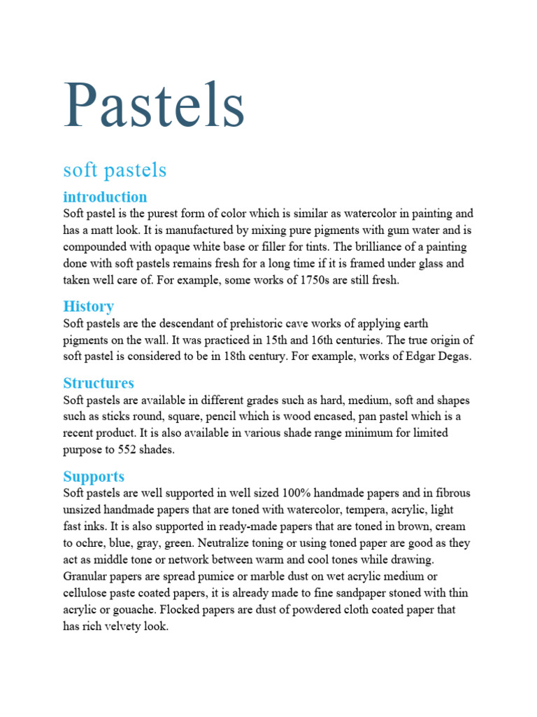 PASTELS notes | PDF | Pastel | Acrylic Paint