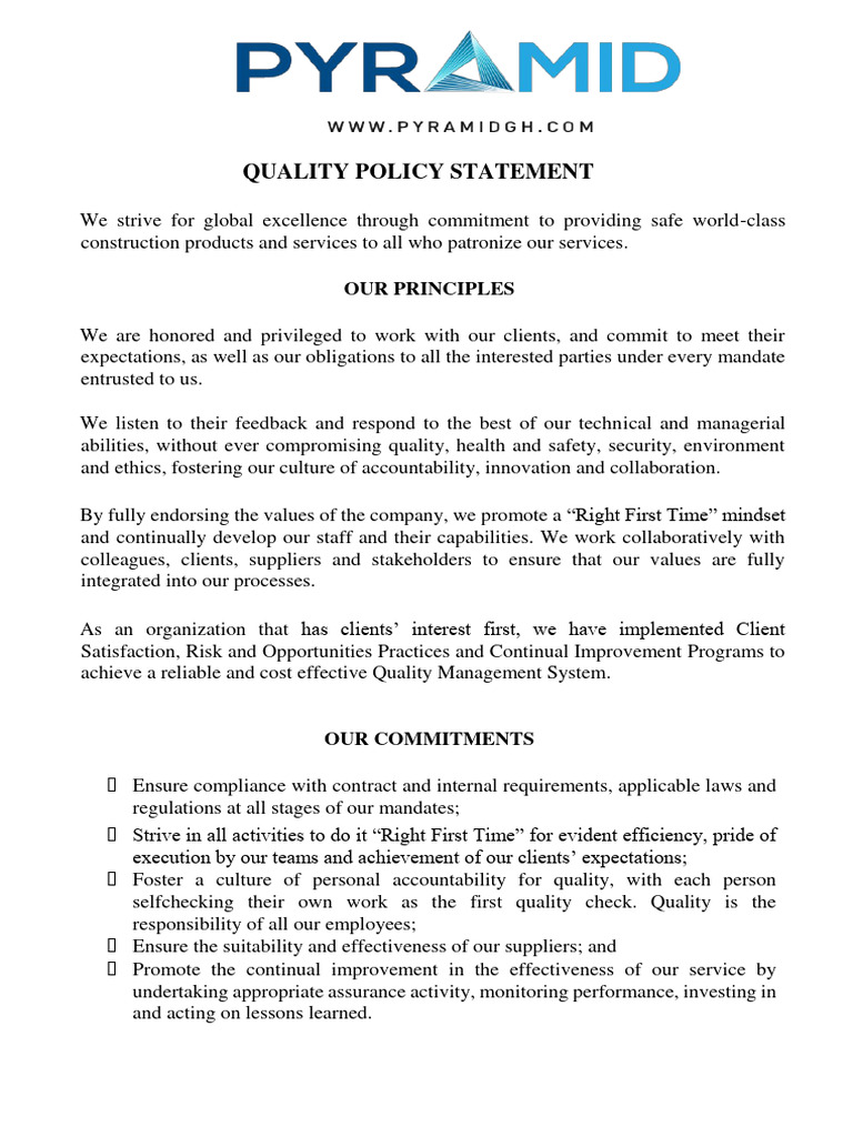 1a. Quality Management Policy | PDF