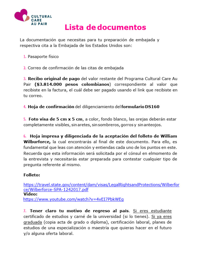 Listado Documentos de Embajada | PDF