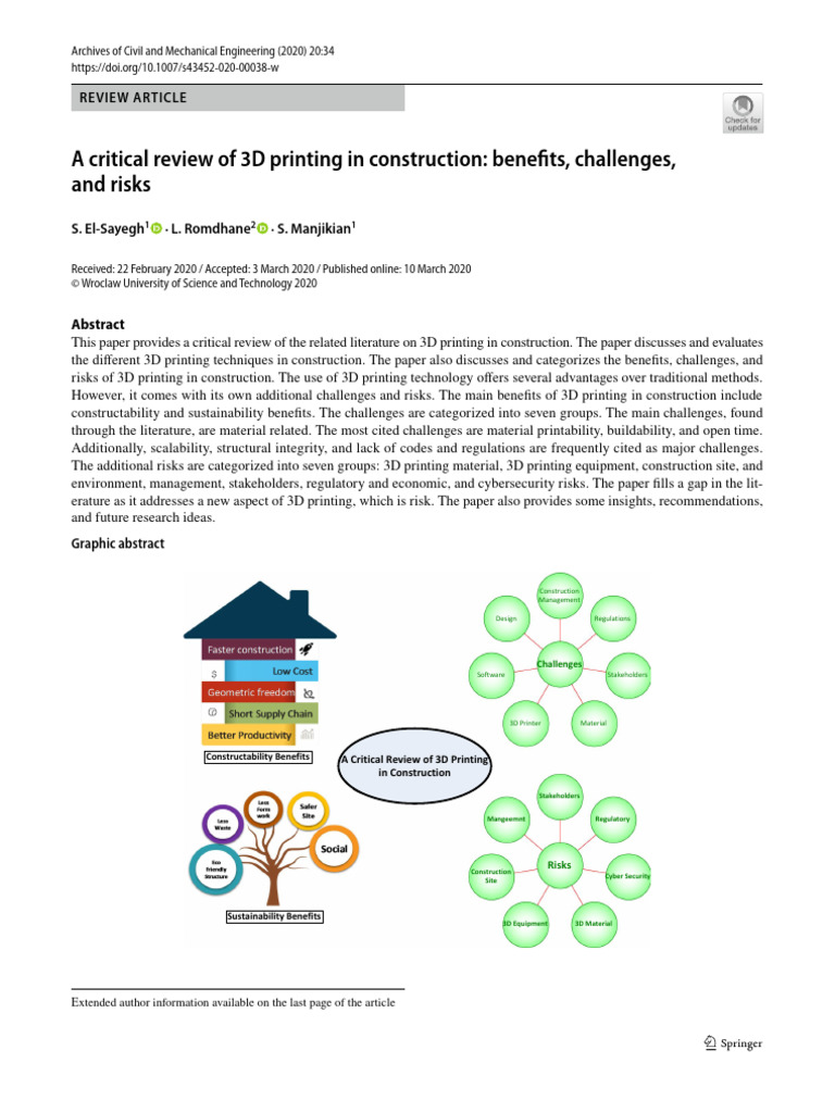 A Critical Review of 3D Printing in Construction: Benefits, Challenges ...