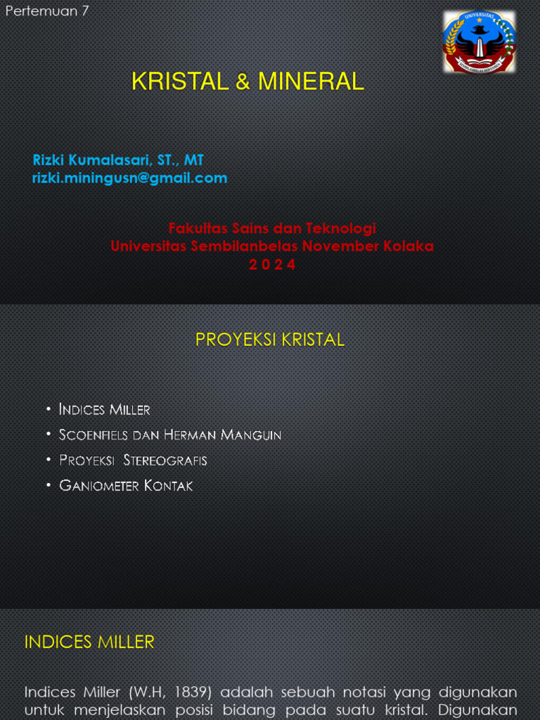 Kuliah 7 Kristalografi Dan Mineralogi | PDF