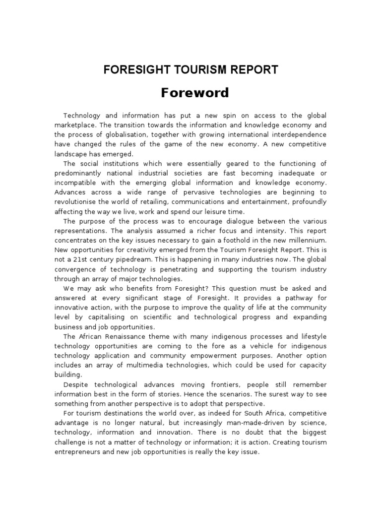 Foreword: Foresight Tourism Report | PDF | Tourism | Travel Agency