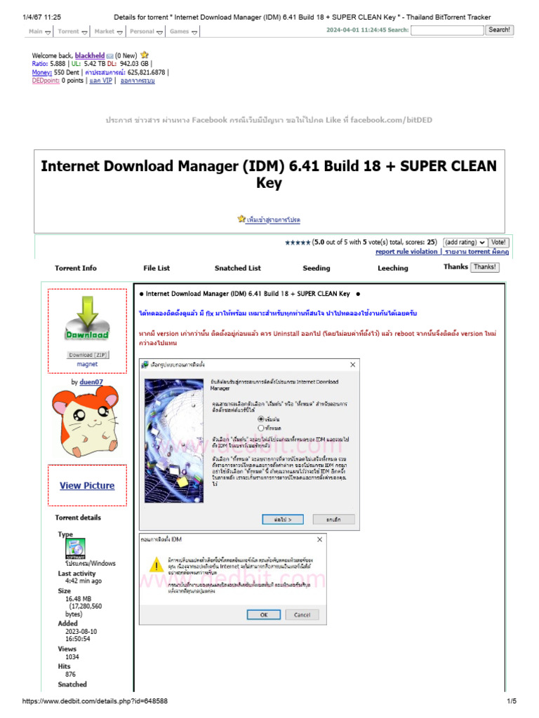 Details for torrent _ Internet Download Manager (IDM) 6.41 Build 18 ...