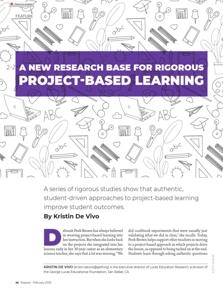 De Vivo 2022 A New Research Base For Rigorous Project Based Learning | PDF | Project Based ...