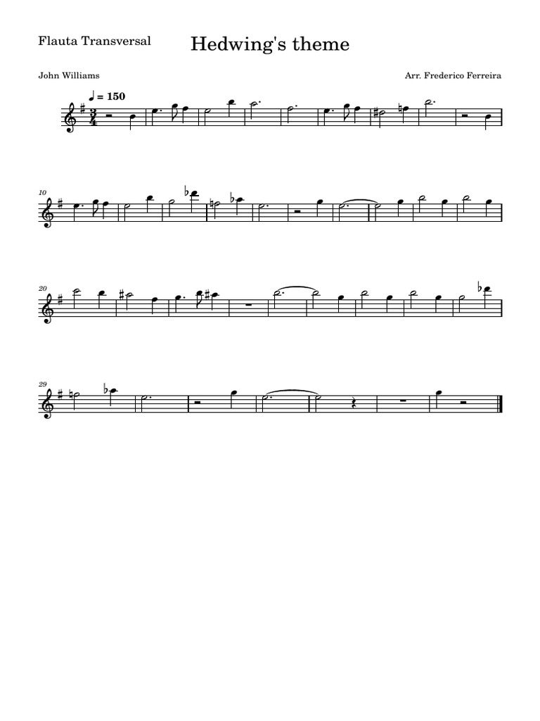 Hedwig's Theme for Flute Arrangement | PDF