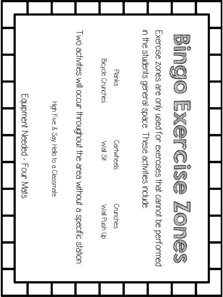 Exercise Zone Cards BW | PDF