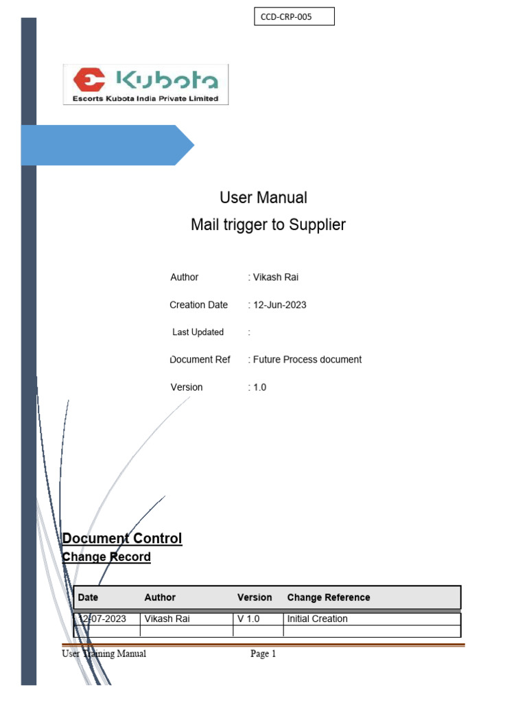 Supplier Mail Trigger - User Mannual | PDF | Information Technology | World Wide Web