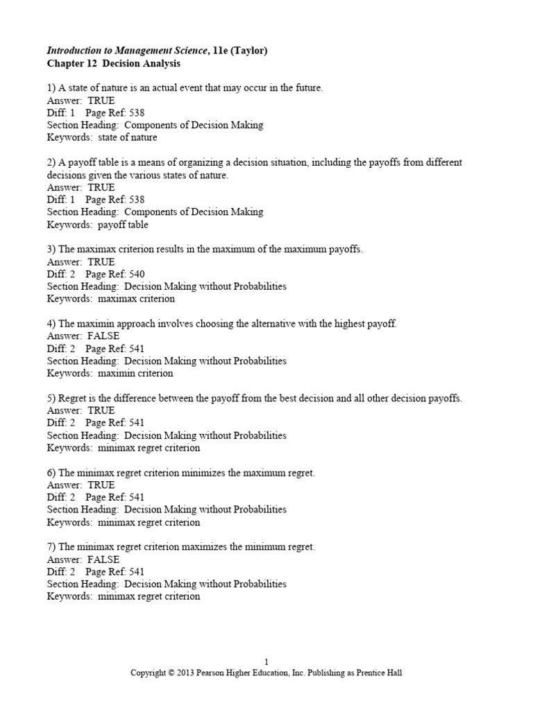 Taylor Ims11 Tif Ch12-Decision Analysis | PDF | Applied Mathematics | Probability Theory