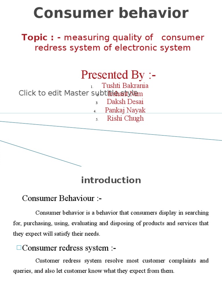 Presented By:-: Topic: - Measuring Quality of Consumer | PDF | Consumer ...