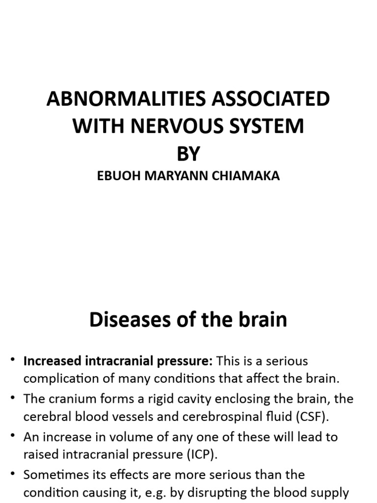 Abnormalities Associated With Nervous System | PDF | Spinal Cord ...