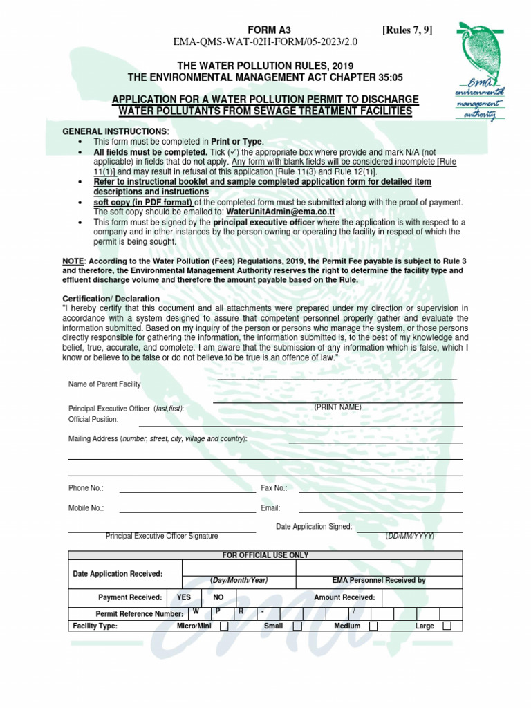 Form A3 - SewageTreatment | PDF | Sewage Treatment | Effluent