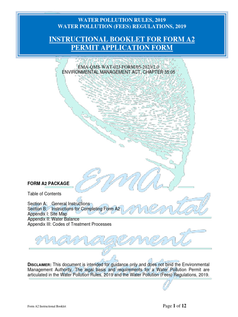 Form A2 Water Pollution Permit Guide | PDF | Filtration | Water ...